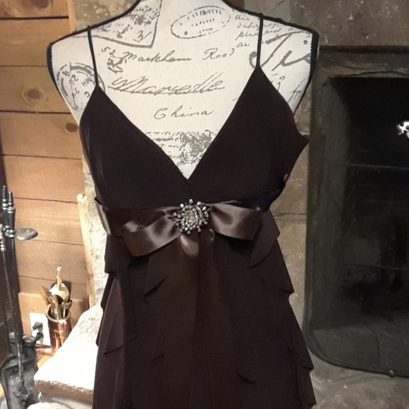 Cache | Dresses | Vintage Cache Brown Party Dress | Poshmark